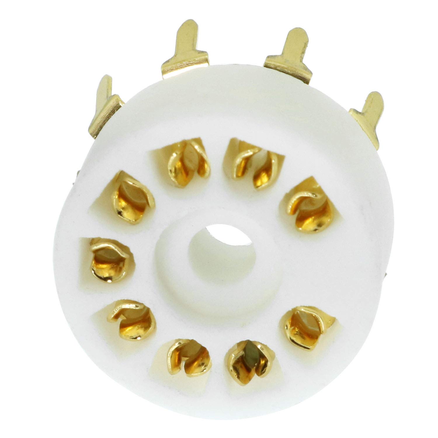 Magic&shell 4PCS B9A Ceramic 9 Pin Gold PCB Tube Socket for 12AX7/ECC83/6922/6n11