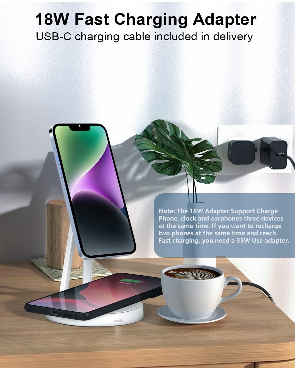 Magnetic Wireless Charging Station for Samsung, 3 in 1 Charging Stand 18W Mag-Safe Fast Charger Compatible for S23/S22/S21/S20/S10/Note 20/Z Flip 4, for iPhone 15,14,13,12, for Galaxy Watch & Buds