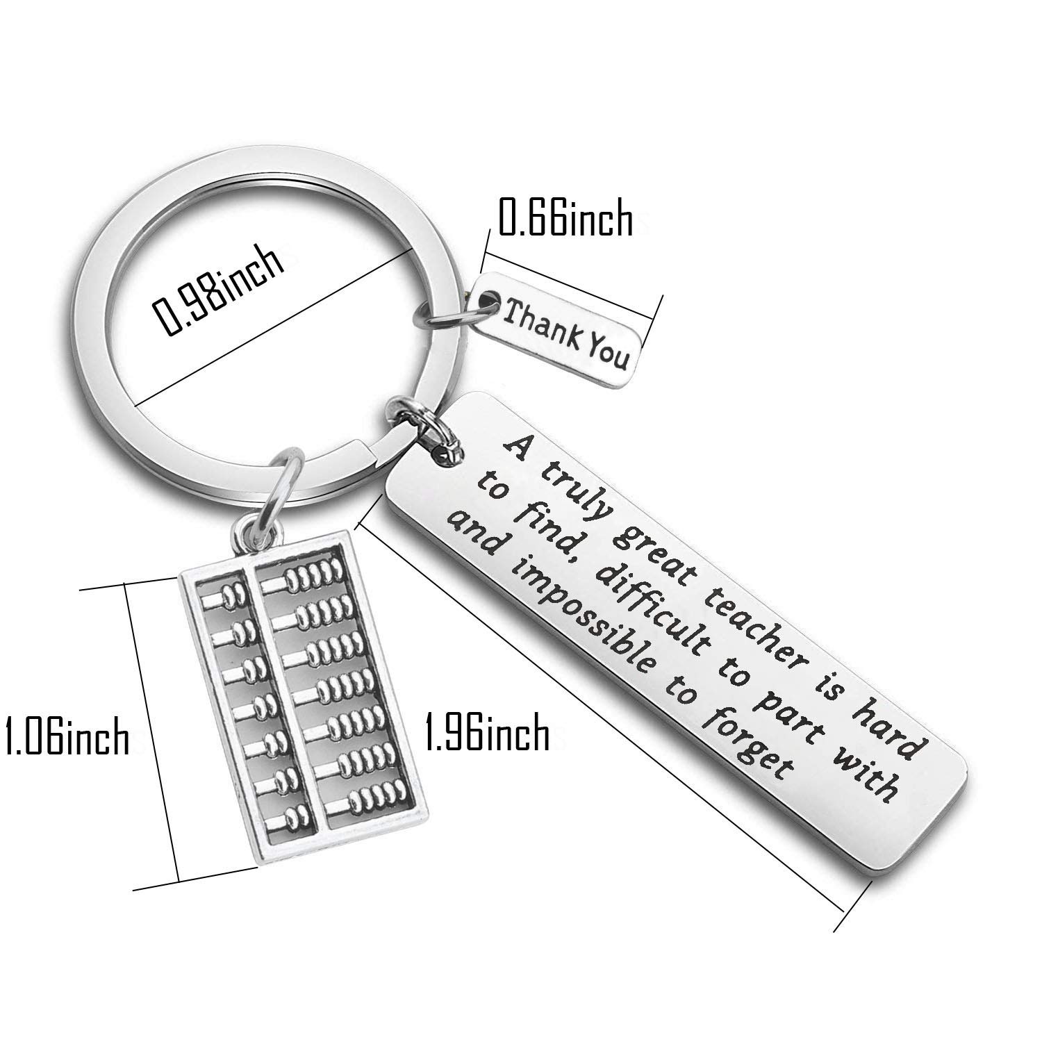 Math Teacher Thank You Keychain A Truly Great Teacher is Hard to Find Retirement Gift for Teacher (Abacus)