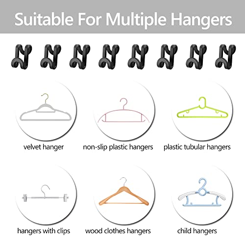 YEXEXINM 160Pcs Clothes Hanger Connector Hooks - Space Saving Hanger Extender Hooks,Plastic Mini Cascading Hanger Hooks Heavy Duty Hanger Extender Clips for Outfit Closet Velvet Wooden Hangers