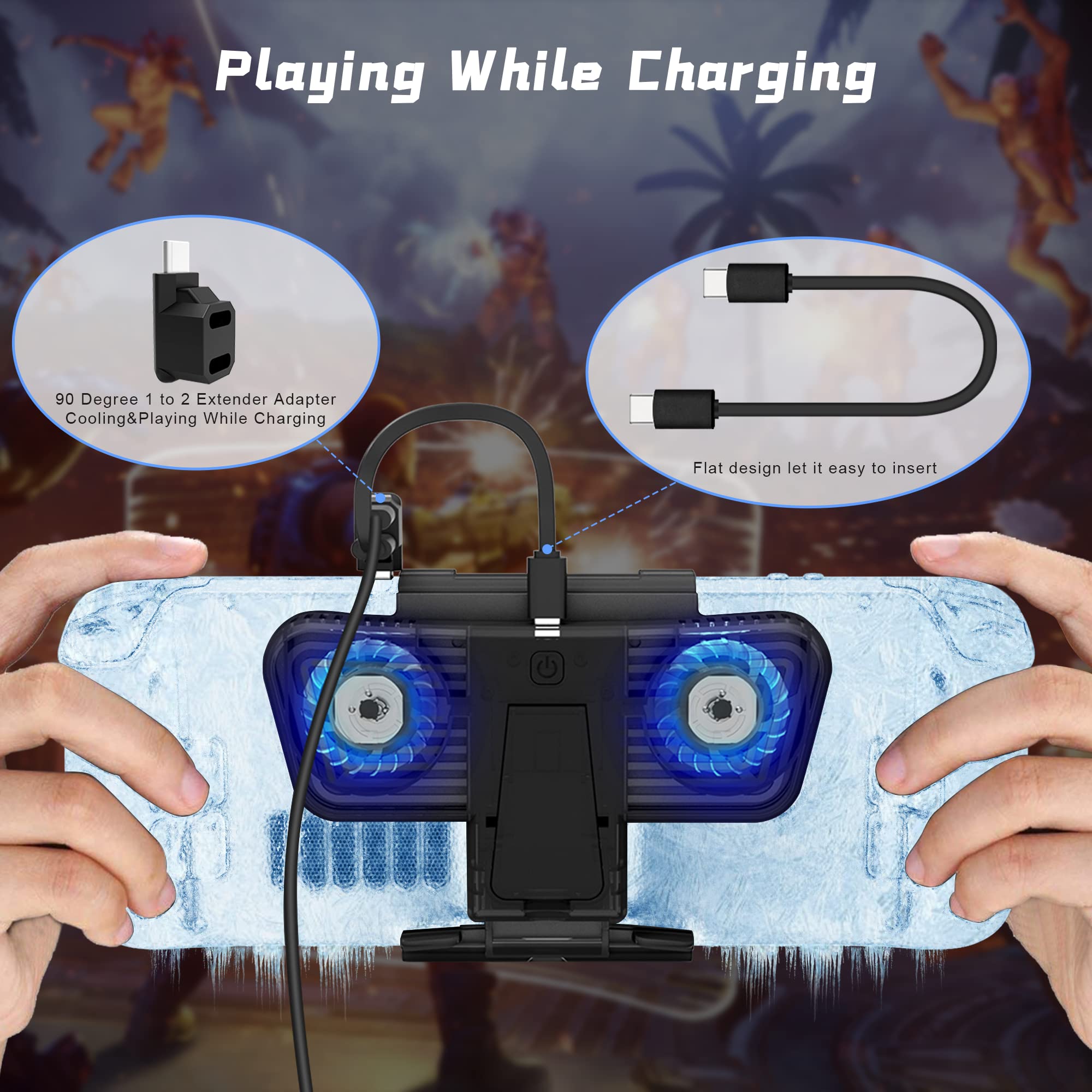 RTTACRTT 3 in 1 Cooling Fan with Kickstand for Steam Deck,Compatible with Steam Deck/NSW/NSW OLED Mode,3 Diverse Wind Modes and Dual Cooling Fans Adjustable Speed Efficient Cooling System