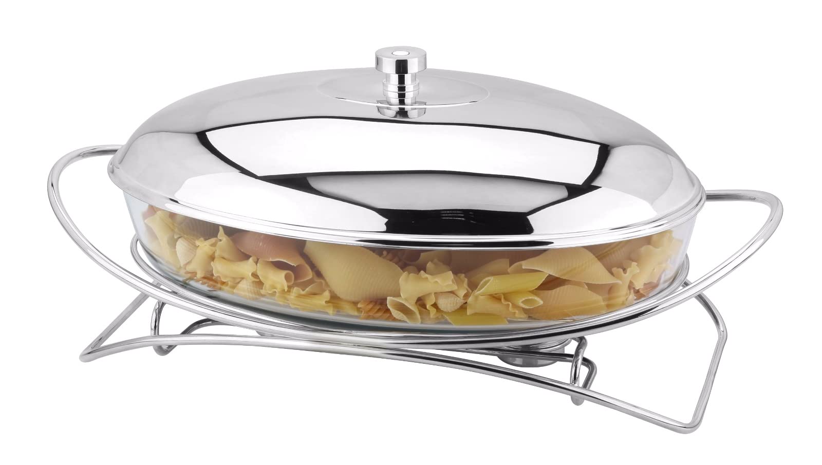 Rigeli Regent 18/10 Contempo Chromeplated 101.4 (oz), 3 Lt. Oval Warmer, Chafing Dish with Stainless Steel Cover, Buffet Servers, Silver