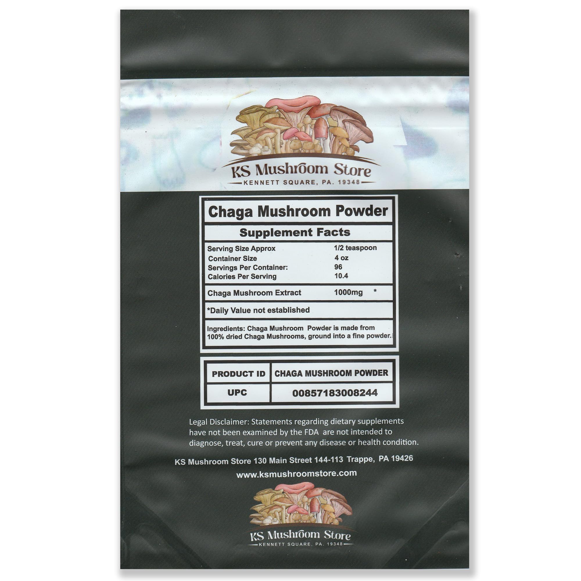 KS Mushroom Store Lions Mane Chaga Powder for Cooking, Sauce, Soup, Mushroom Coffee and Tea - Non-GMO, Vegan, Dairy Free, 4oz, 113g