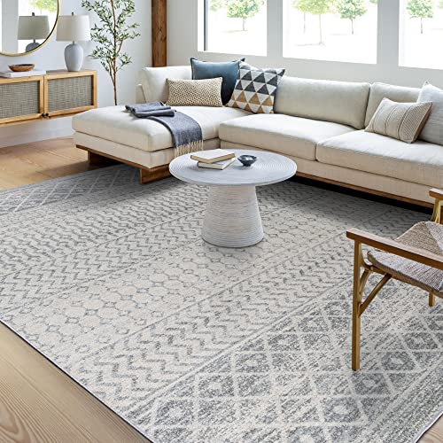 Livabliss Chester Boho Moroccan Area Rug,6'7" x 9',Grey