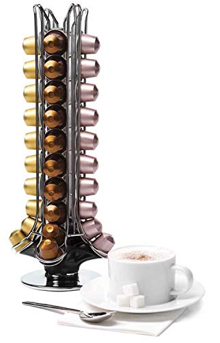 Prepara Espresso and Coffee Pods Holder and Carousel Storage Organizer for 50 Capsules, Spins 360-degrees, Small, Black, 1 Count (Pack of 1)