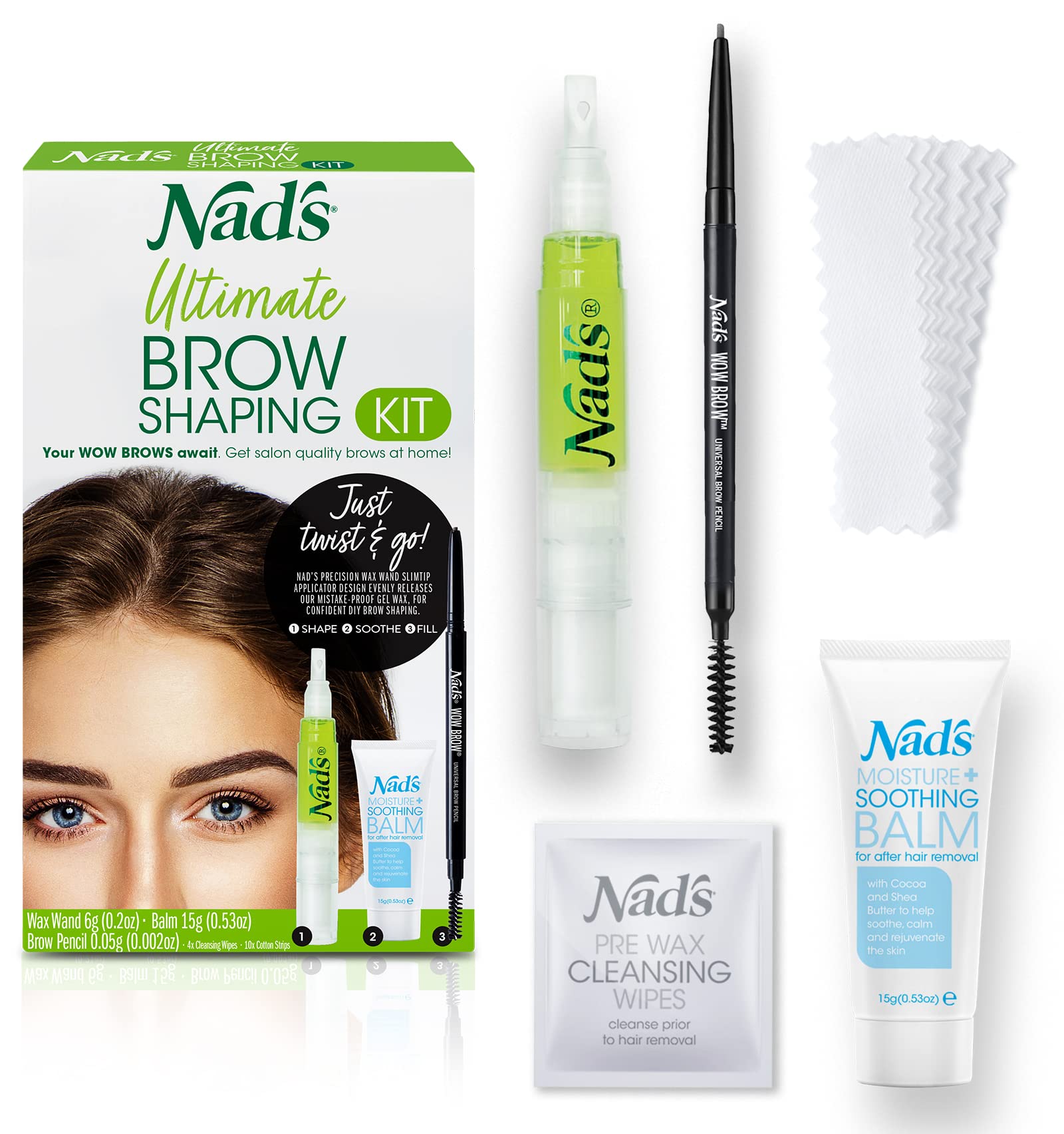 Nad's Eyebrow Shaping Kit, 18 Piece Set