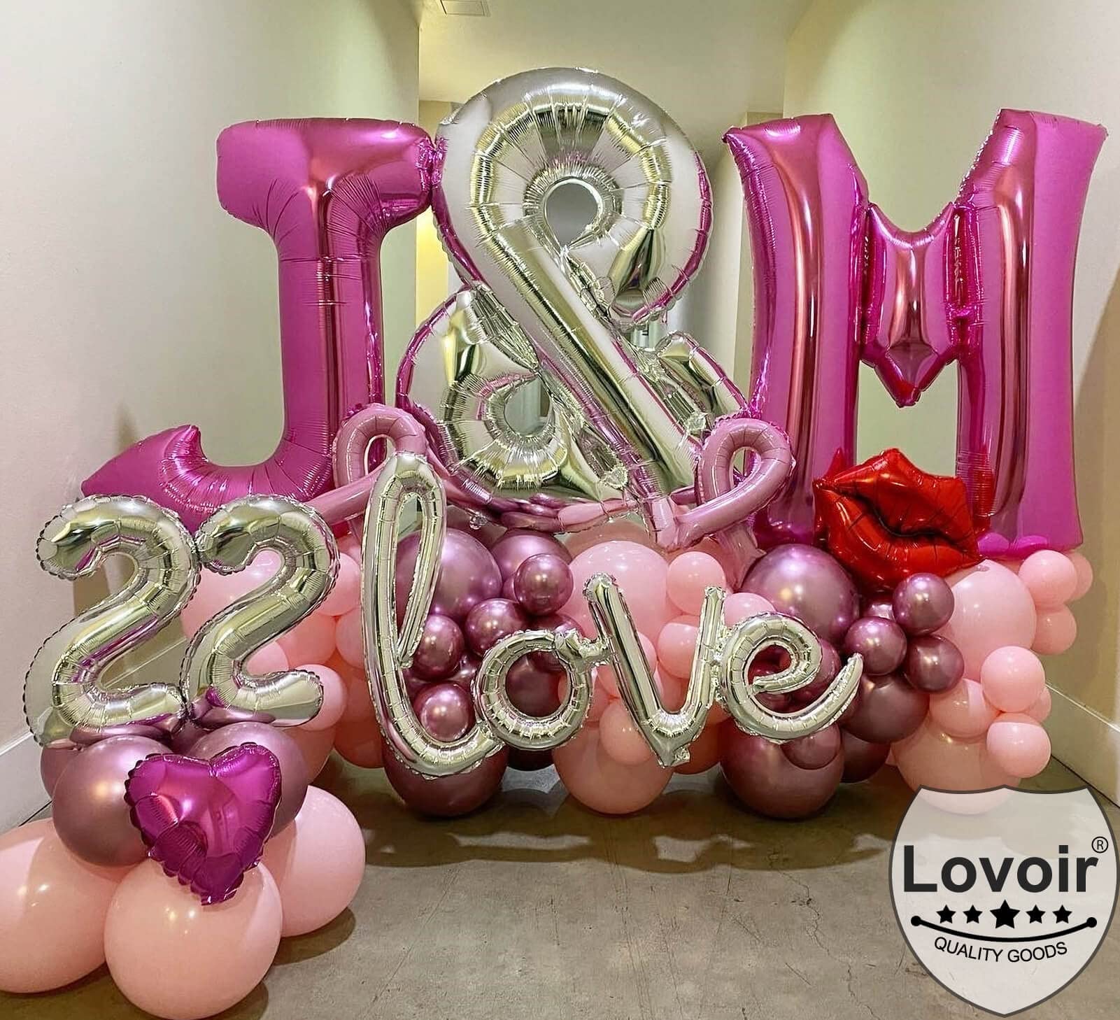 Lovoir 40 Inch Large Hot Pink Letter E Balloons Big Size Jumbo Mylar Foil Helium Balloon for Birthday Party Celebration Decorations Alphabet Hot Pink E