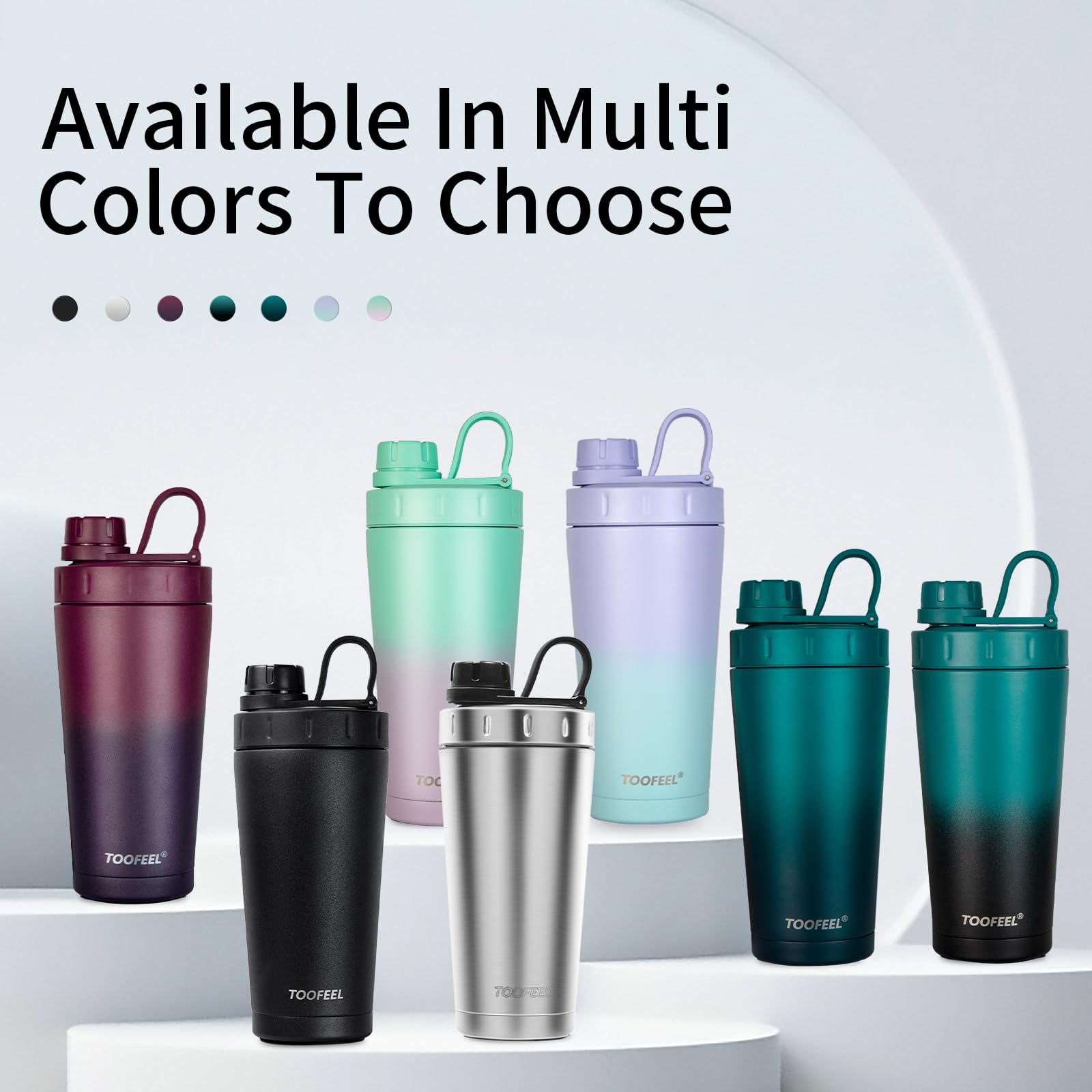 TOOFEEL Protein Shaker Bottle 20 oz - Double Walled Insulated Vacuum Shaker Cups for Protein Shakes, Keeps Cold/Hot, Metal Stainless Steel Shaker Bottle, Preworkout Gym Shaker Bottle