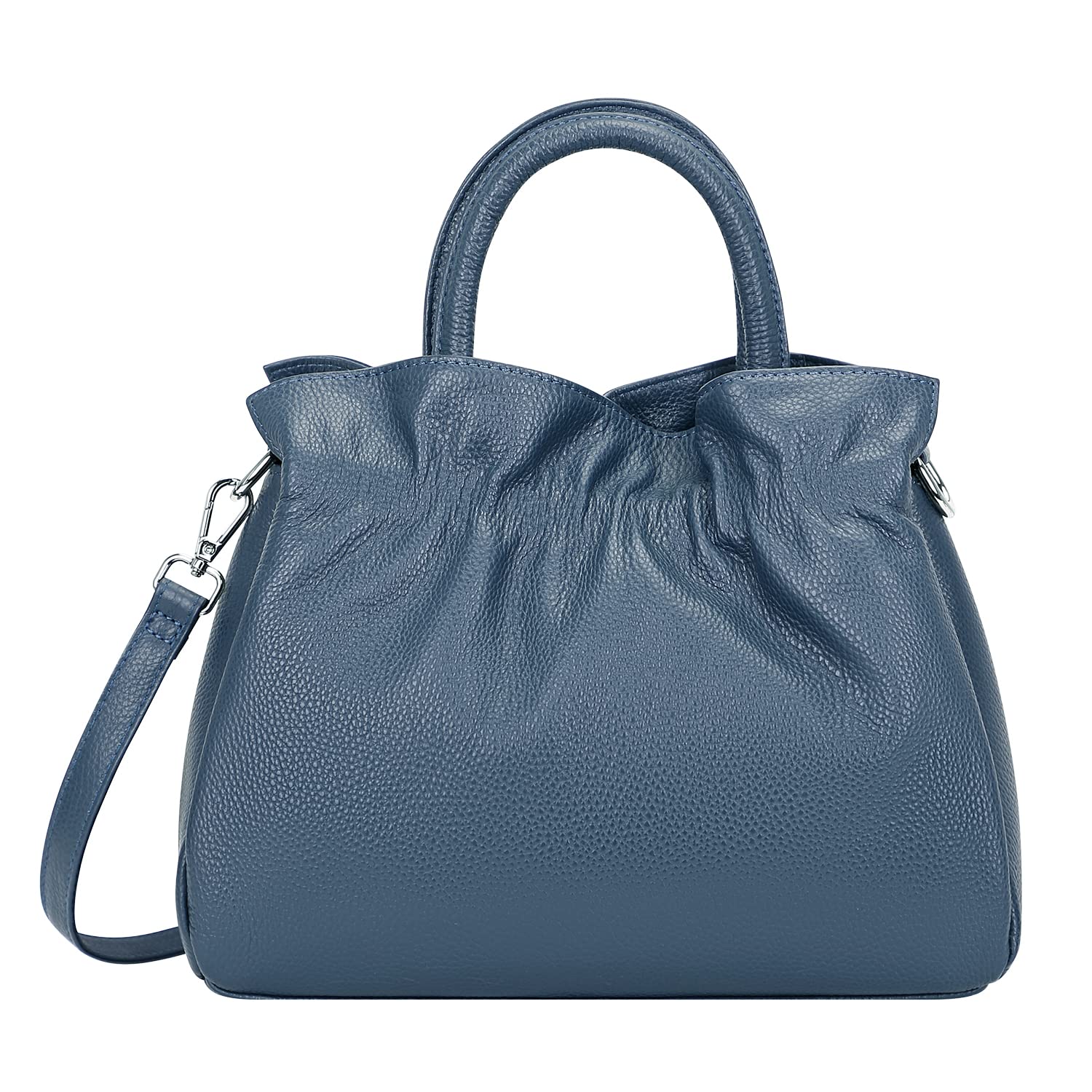 Over Earth Genuine Leather Top Handle Satchel handbags for Women Floral Purse Small(O183E Indigo Blue)