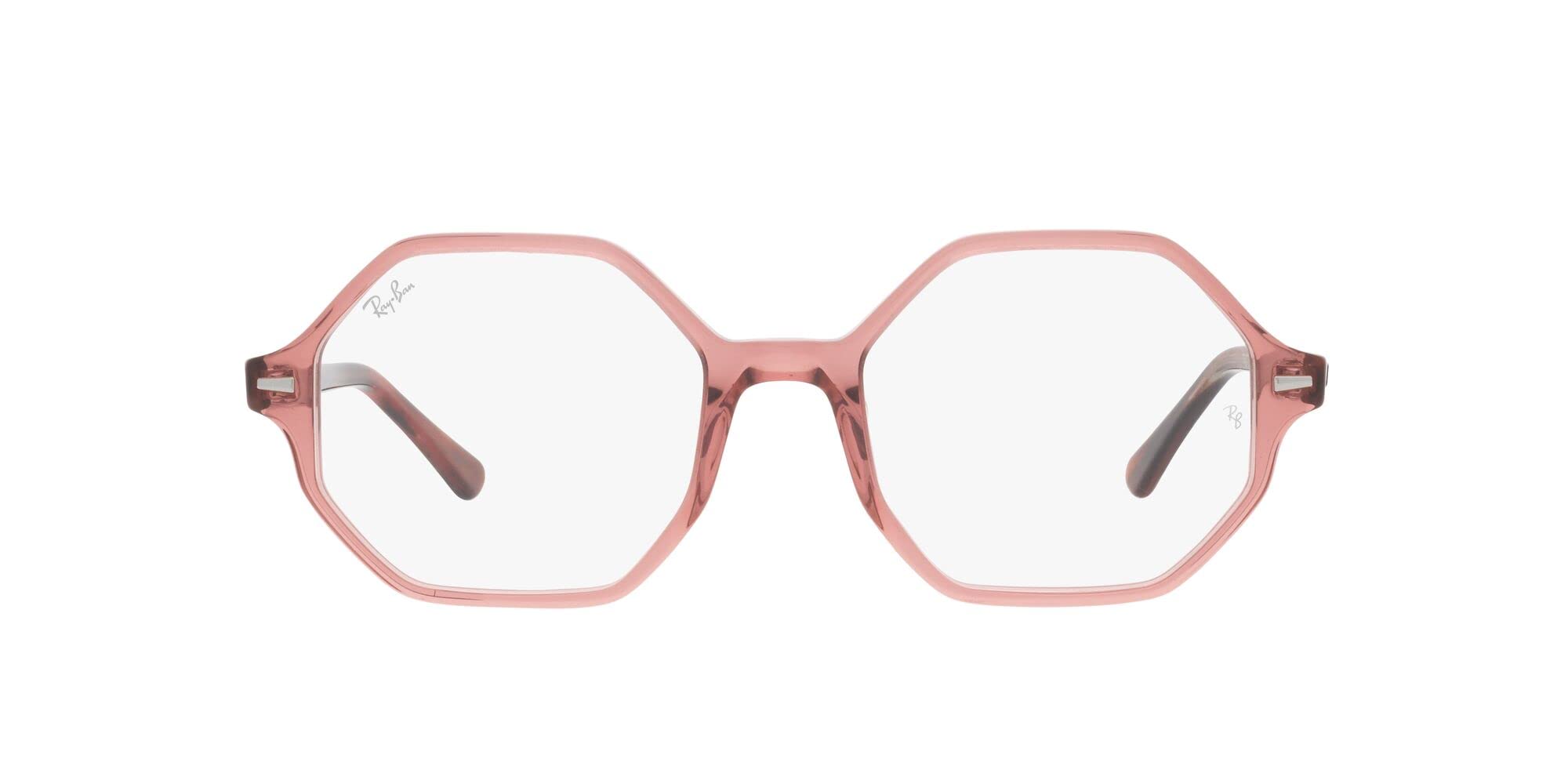 Ray-Ban RX5472 Britt Hexagonal Prescription Eyewear Frames, Transparent Pink/Demo Lens, 54 mm