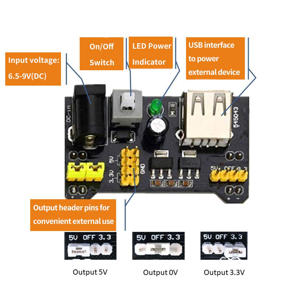 Makeronics 7 in 1 Blue Breadboard Holder Raspberry Pi 4 Holder + 1200 Breadboard+Electronics Fun Kit|Power Supply Module| Precision Potentiometer and More for Prototyping Circuit/Arduino/Raspberry Pi