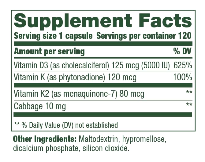 MegaFood Vitamin D3 5000 IU (125 mcg) - VegetarianāÆVitamin D Supplements with Vitamin D3 K2, Supports Bones, Teeth, Muscles & Immune Health, Certified Non-GMO - 120 Mini Capsules, 120 Servings