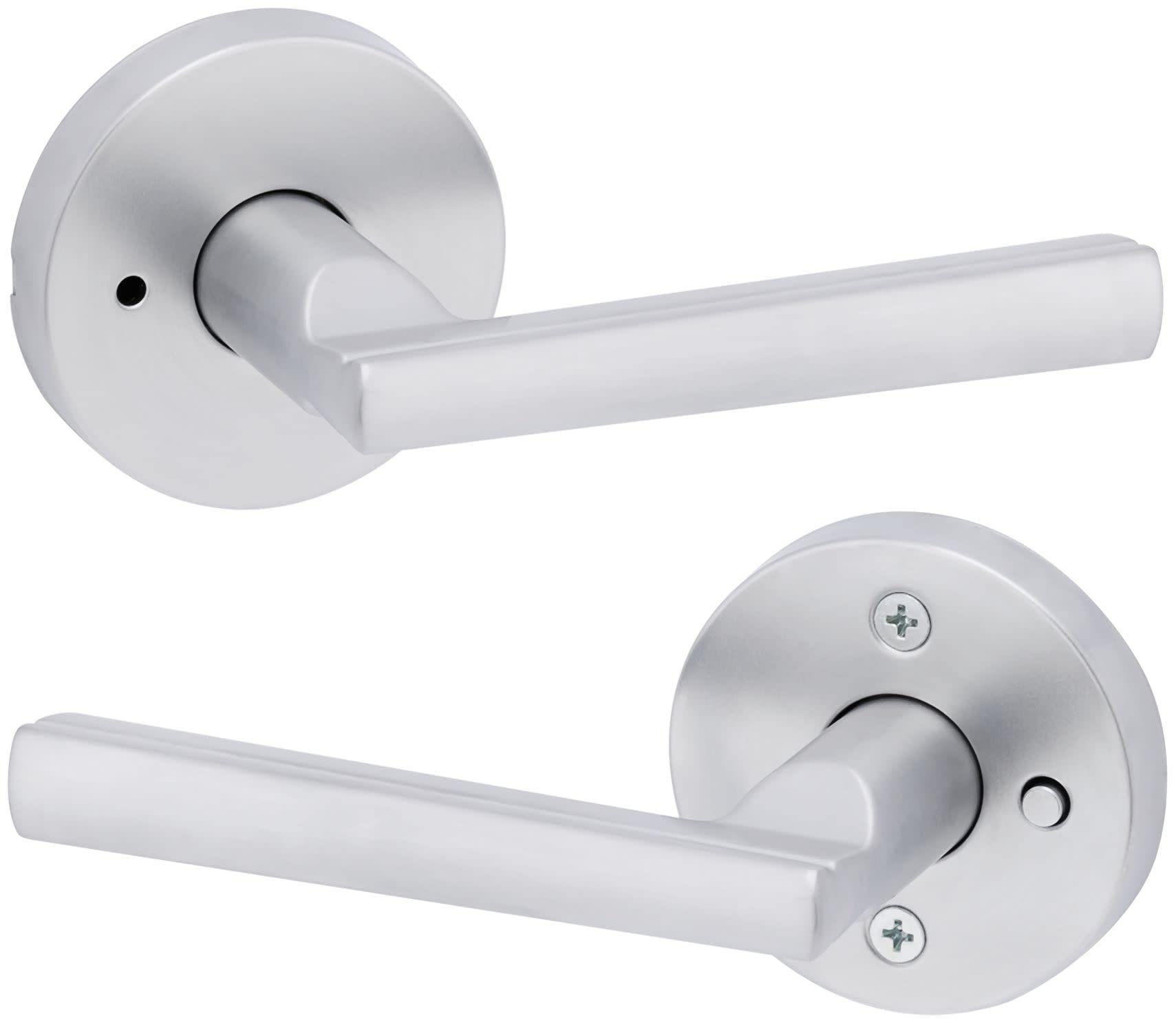 Kwikset 730MRLRDT-26 Montreal Lever with Round Rose Privacy Door Lock with 6AL Latch and RCS Strike Bright Chrome Finish