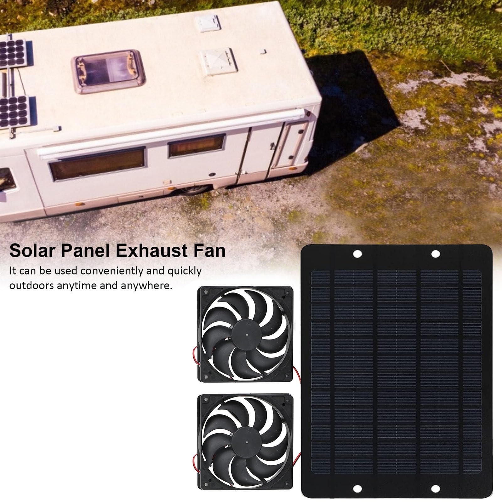 Lerpwige Solar Twin Fan Electric Ventilation Device Portable Solar Electric Ventilator With Double Fan System Energysaving Choice Solar Powered Double Fan