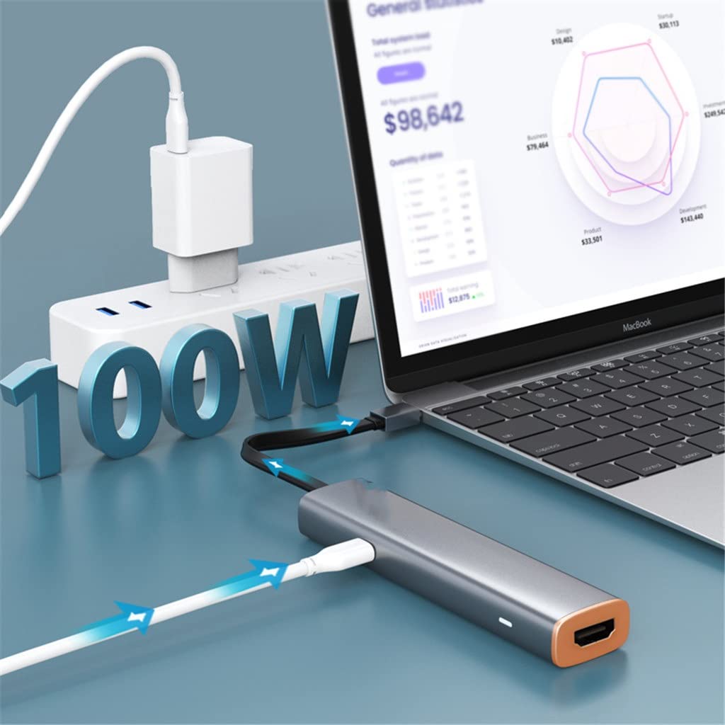 XXXDXDP CABLETIME Multi 5 in 1 USB HUB Type C to 4K 60Hz -Compatible USB 3.0 PD 100W for PC Air