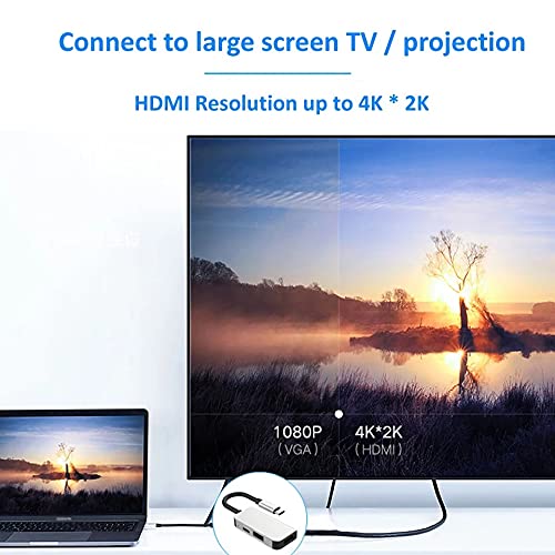 XXXDXDP USB Type C 3.1 to -Compatible USB 3.0 Dock Hub 3 in 1 USB C Adapter 4K Video PD Charge Converter