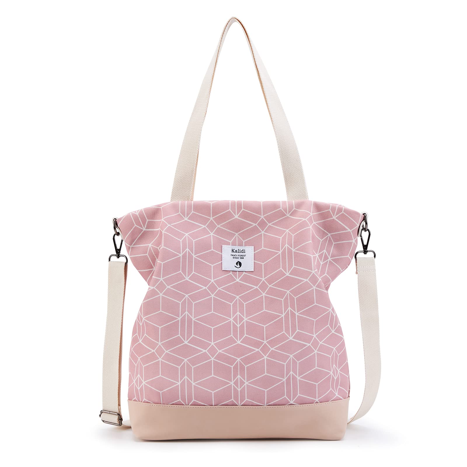 KALIDI Canvas Tote Bags Casual Shoulder Handbags Purse Geometric Patterns Crossbody Work Bag for Women, Pink