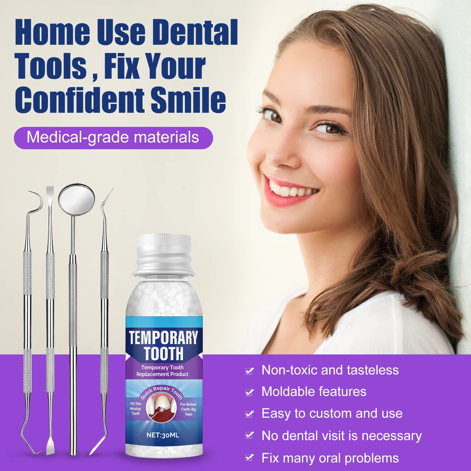 Tooth-Repair-Kit Moldable-False-Teeth-for-Temporary-Tooth-Repair Fake-Teeth- Replacement-Kit-for-Confident-Smile