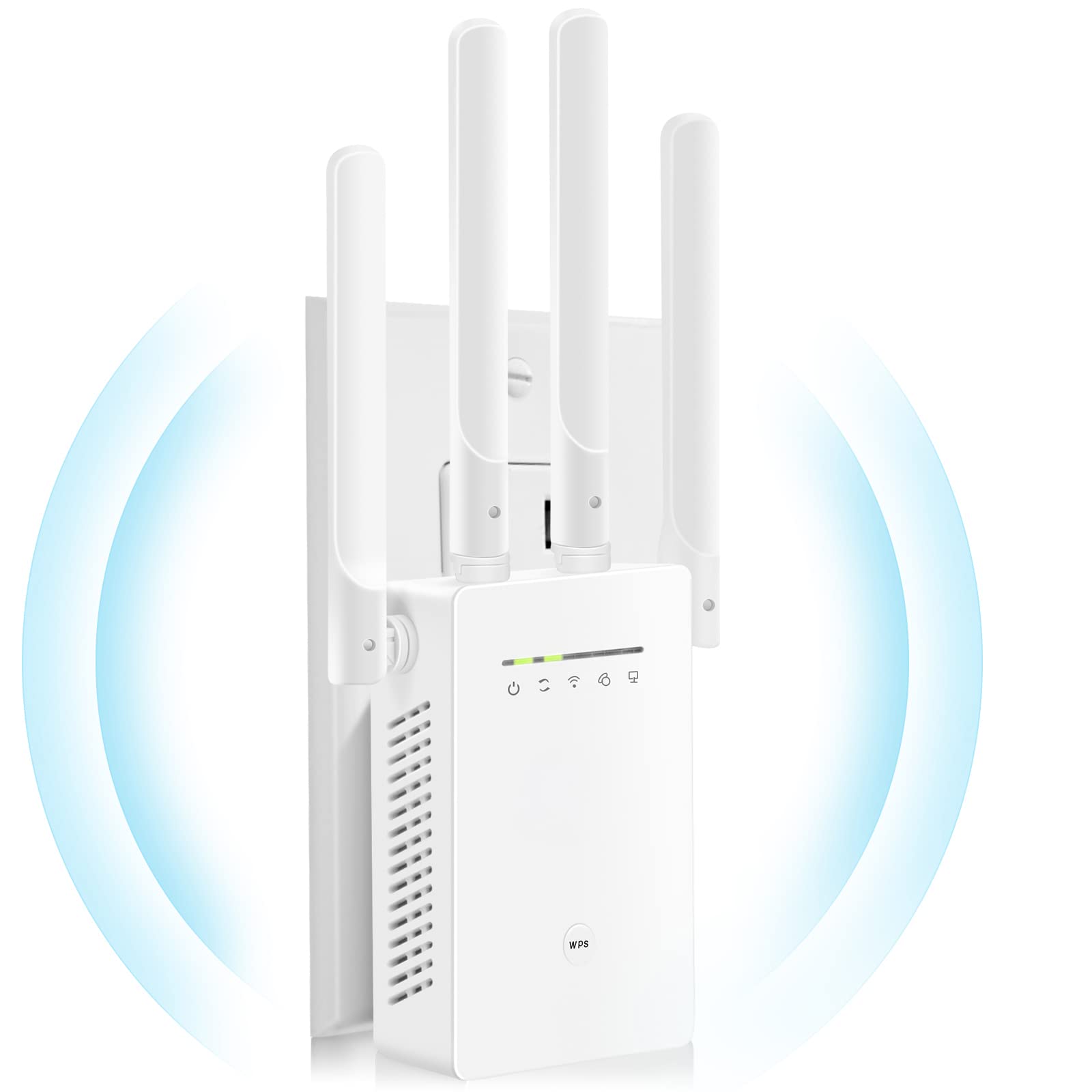 WiFi Extender Signal Booster Long Range Coverage to 8500sq.ft and 45+ Devices, Internet Booster for Home, Wireless Internet Repeater and Signal Amplifier with Ethernet Port,1-Tap Setup