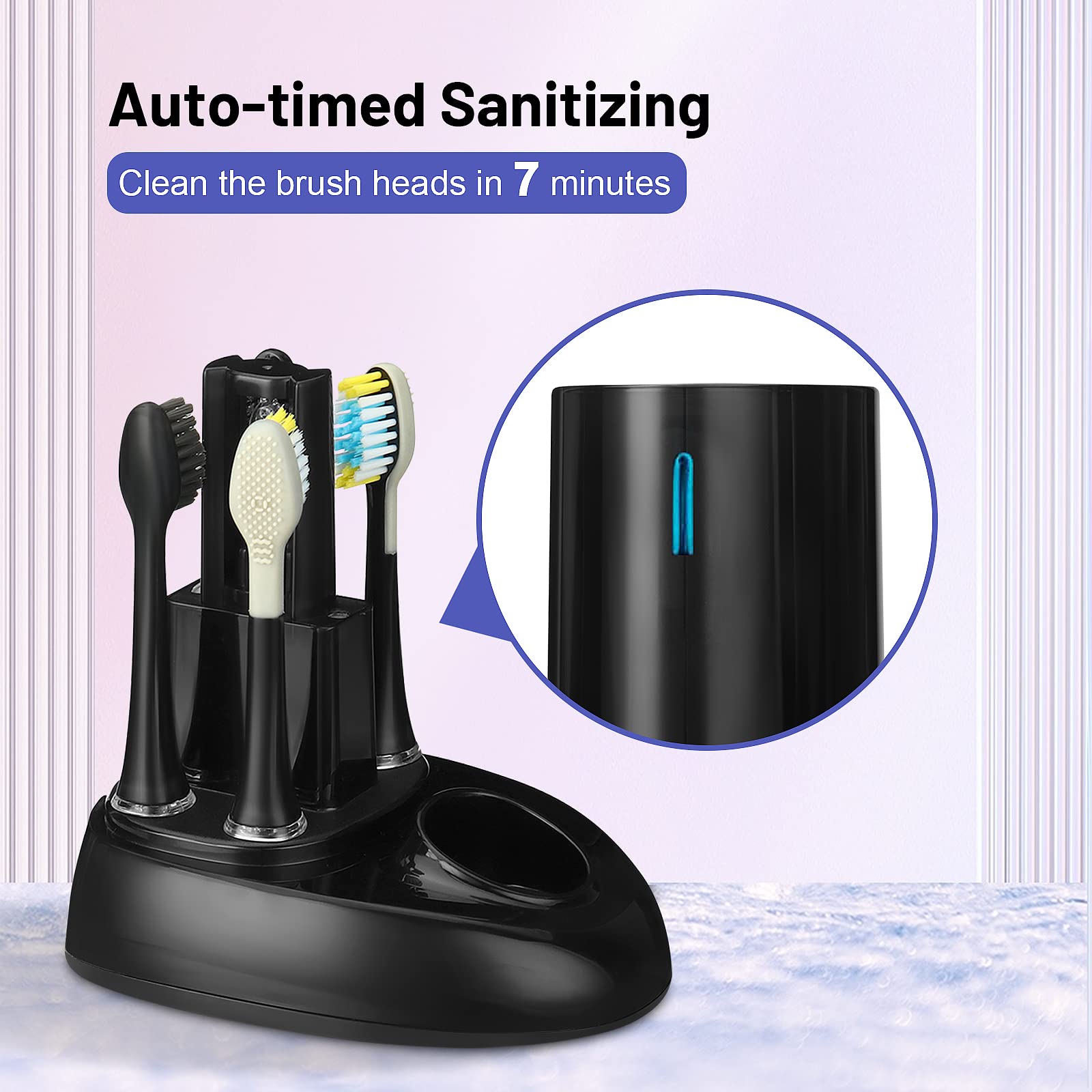 Ualans Electric Toothbrush for Adults, Sonic Toothbrush with 2 Mins 5 Modes Smart Timer, 48000VPM Toothbrush, Travel Case, Automatic Toothbrush Heads Cleaning, Fast Wireless Charge for 60 Days