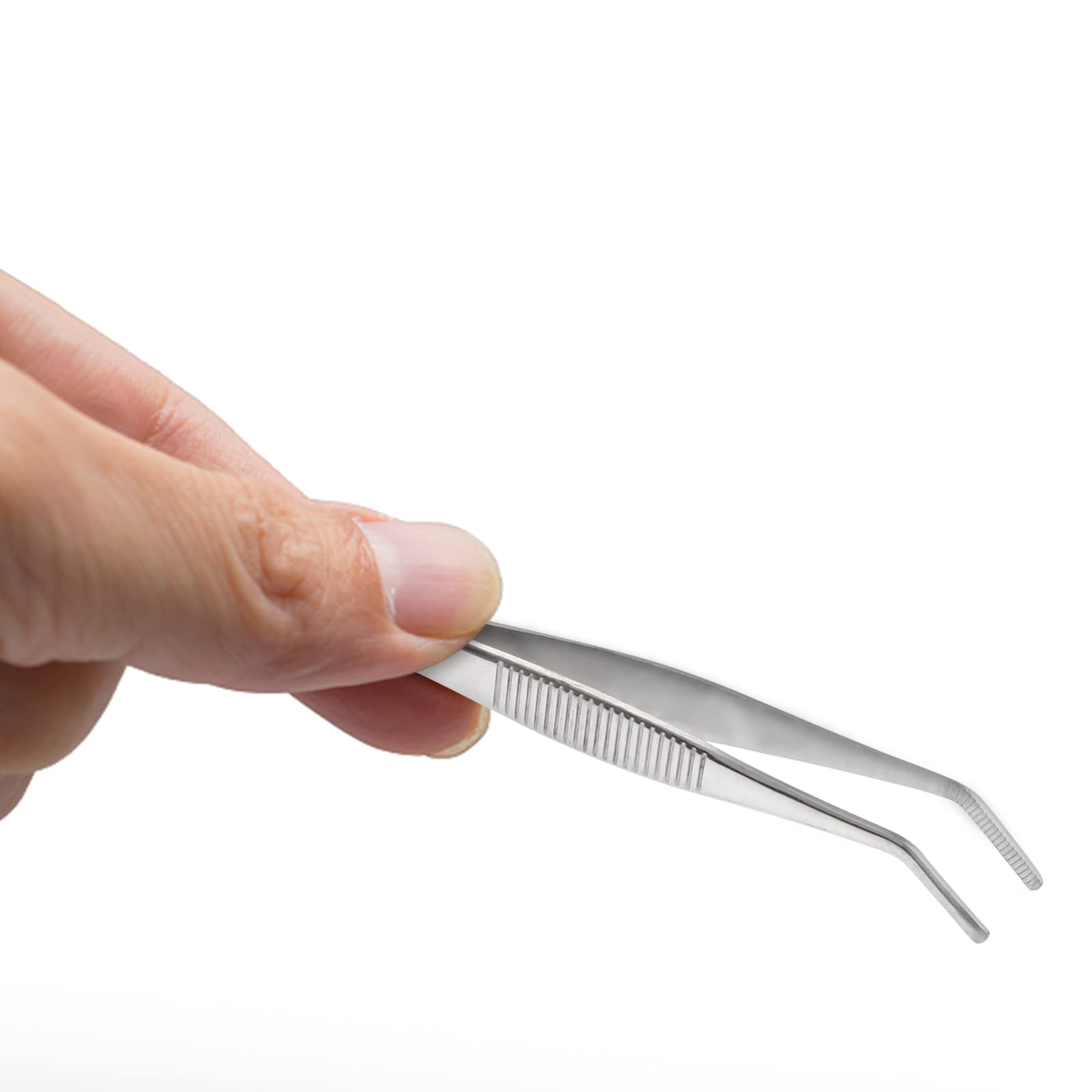 YEEPSYS Stainless Steel Tweezers, Multipurpose Tweezers with Curved Serrated Tip, Precision Forceps for Craft Repairing, garden DIY crafting