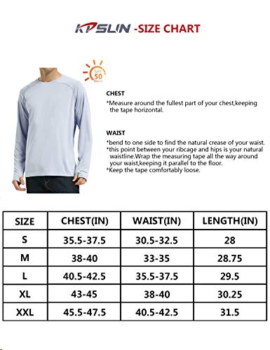 Men's UPF 50+ Sun Protection Outdoor Long Sleeve Performance Workout Rash Guard Shirts for Hiking,Runnning,Fishing(Grey,L)