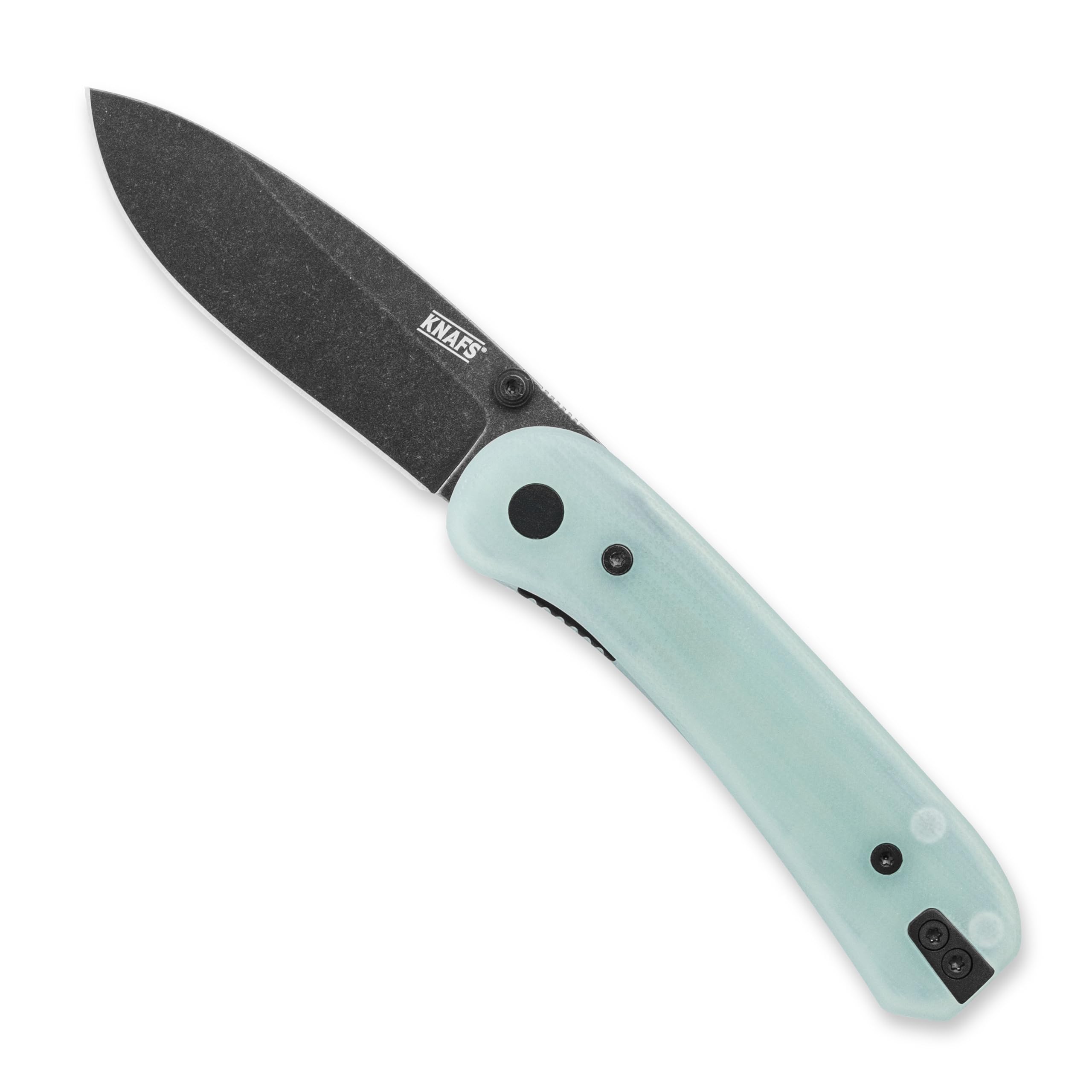 Knafs - Lander 1 EDC Folding Pocket Knife - Contoured Natural G10 Handles - Black Titanium Coated 14C28N Blade Steel