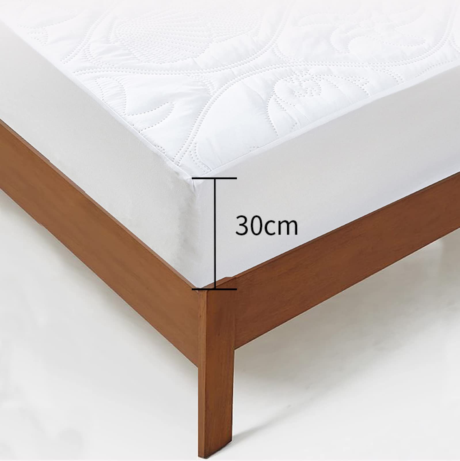 Moisture Wicking Fitted Bed Sheets,Quilted Waterproof Fitted Sheet, Solid Color Non-Slip Printed Mattress Cover,Fits 12β/30cm Deep Mattresses Bed Cover,Grey,80X200cm+30cm