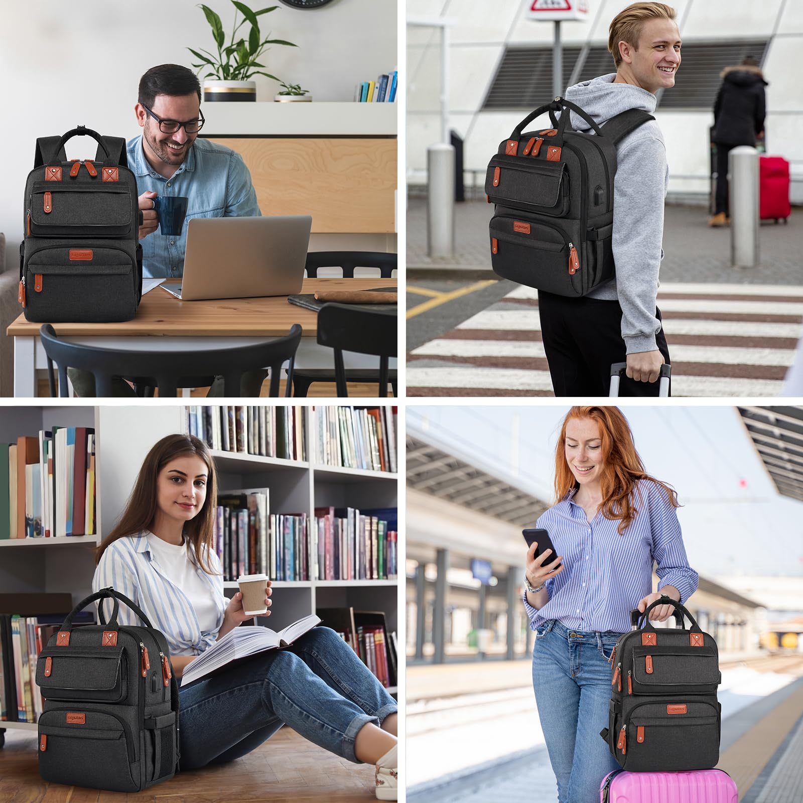 Men's Laptop Backpack, 15.6 Inch Work Backpack for Men & Women, Men's Backpack Purse with USB Charging Port, Teacher Doctor Backpack for Work, Water Resistant College Students Bookbags.