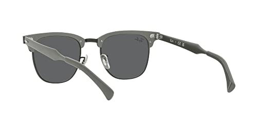 Ray-Ban RB3507 Clubmaster Aluminum Square Sunglasses, Brushed Graphite on Black/Dark Grey, 51 mm