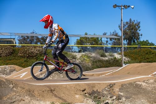 Mongoose Title Pro BMX Race Bike with 24-Inch Wheels in Red for Beginner or Returning Riders, Featuring Lightweight Tectonic T1 Aluminum Frame and Internal Cable Routing