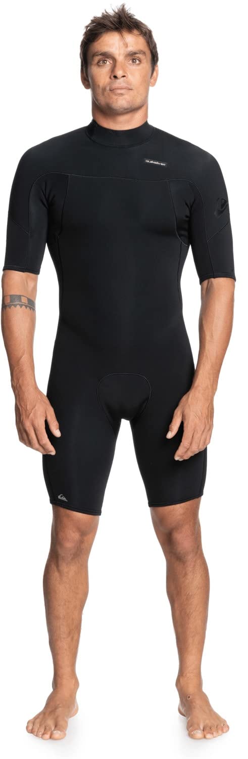 Quiksilver Mens 2/2 Sessions Short Sleeve Back Zip Springsuit - Black | Medium