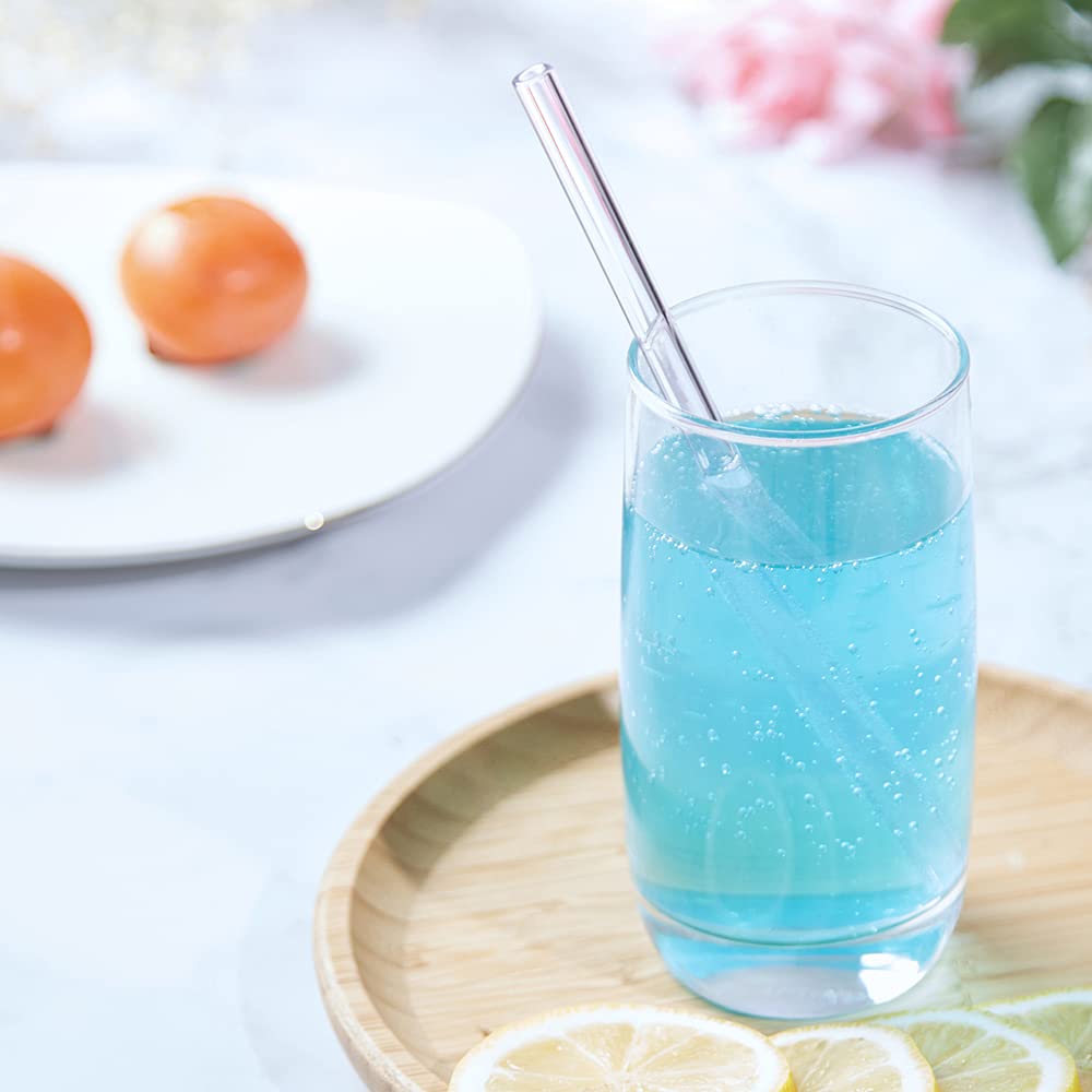 SOOMILE Reusable Glass Straws Set, Pack of 4 Clear Glass Straws With Cleaning Brush (2bent2straight)