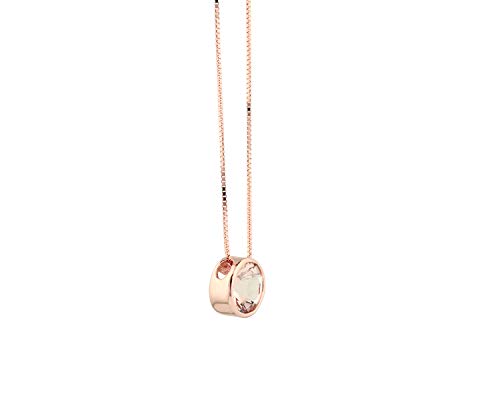 Natural Morganite Bezel-Set Solitaire Pendant Necklace, 18" Box Chain in 14k Rose Gold (7.0mm)