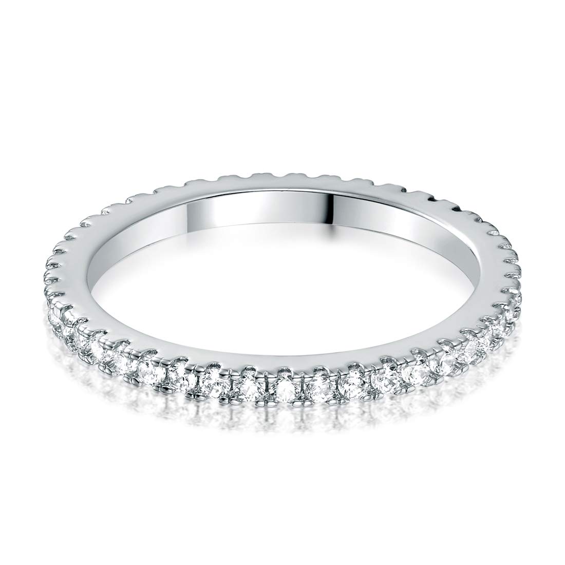 MDFUN 14K White Gold Plated Cubic Zirconia Eternity Ring for Women (7)