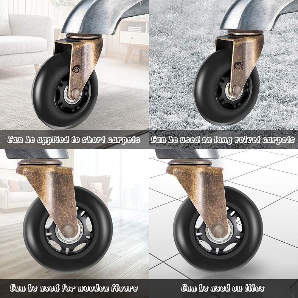 LPHY Office Chair Wheels (Set of 5) - 3'' Smooth Rolling Heavy Duty Casters - Safe for All Floors Including Hardwood - Universal Stem 7/16 Inch