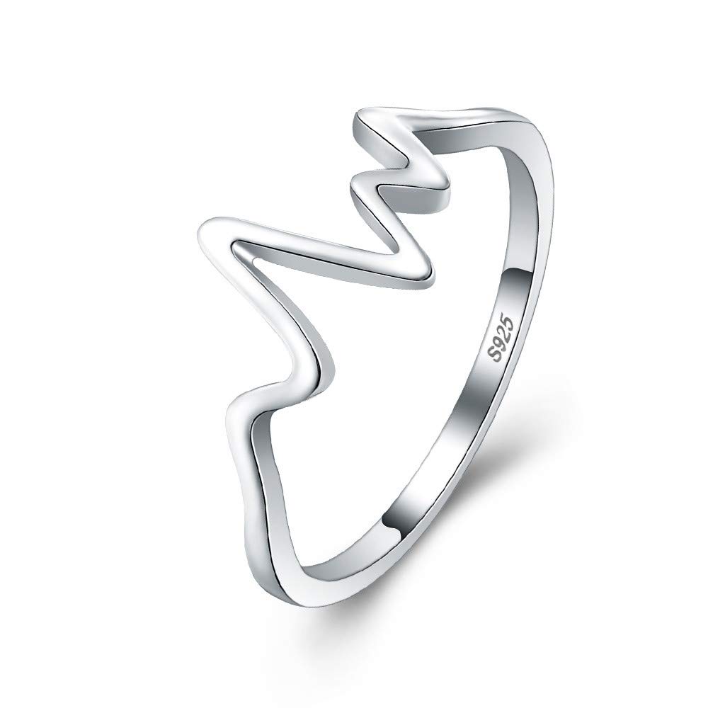 LGSY Heartbeat Rings for Women Sterling Silver