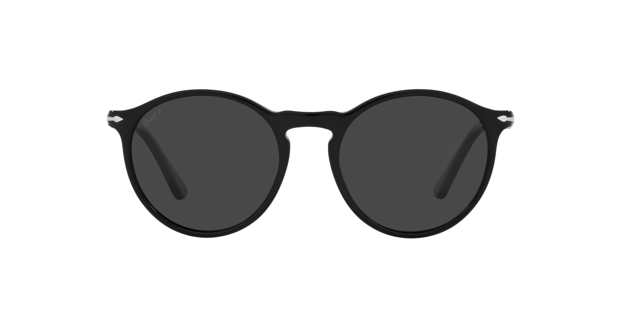 Persol PO3285S Round Sunglasses, Black/Black Polarized, 50 mm