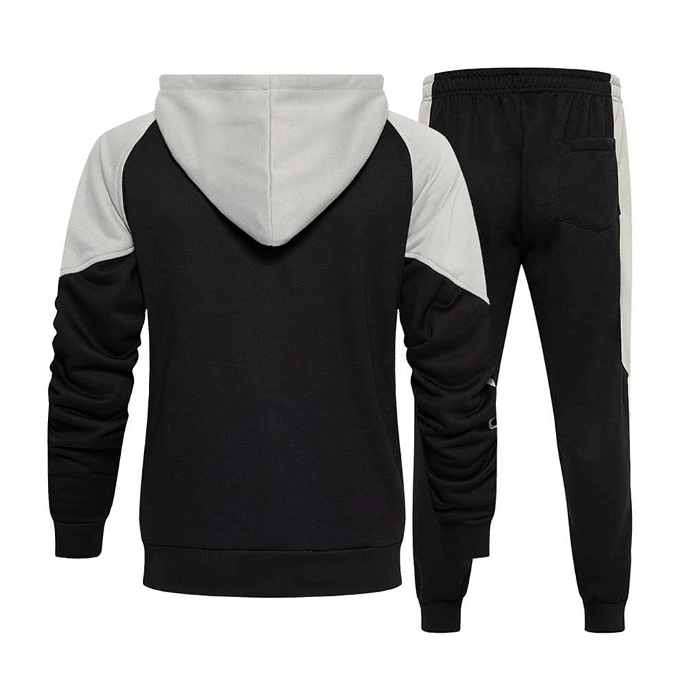 MANLUODANNI Men's Tracksuit Athletic Full Zip Casual Sports Jogging Gym Sweatsuit, 77Black-XL