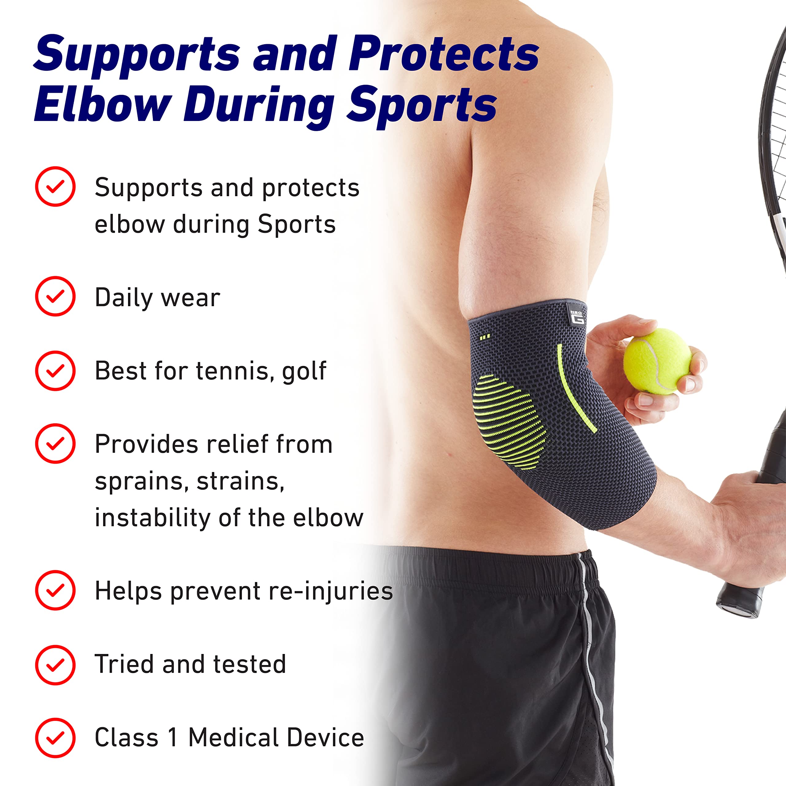 Neo G Elbow Support for Tennis, Golf, Sports, Tendonitis, Joint Pain Relief - Tennis Elbow Support - Golfers Elbow Brace Arm Support - Multi Zone Elbow Compression Sleeve - Breathable, Lightweight - M