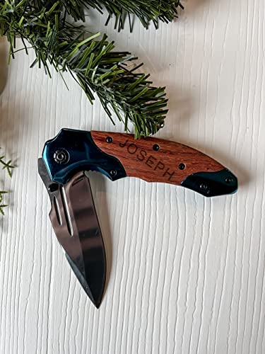 Pocket Knife Gifts For Men Stainless Steel 5" Blade With Ultra-Secure & Comfortable Belt Clip Personalized Engraved Knive for Everyday Carry, Groomsmen Camping Birthday Father's Day Or A Gift For Your Guys - This Knife Is The Perfect Choice (Knife NOT Eng
