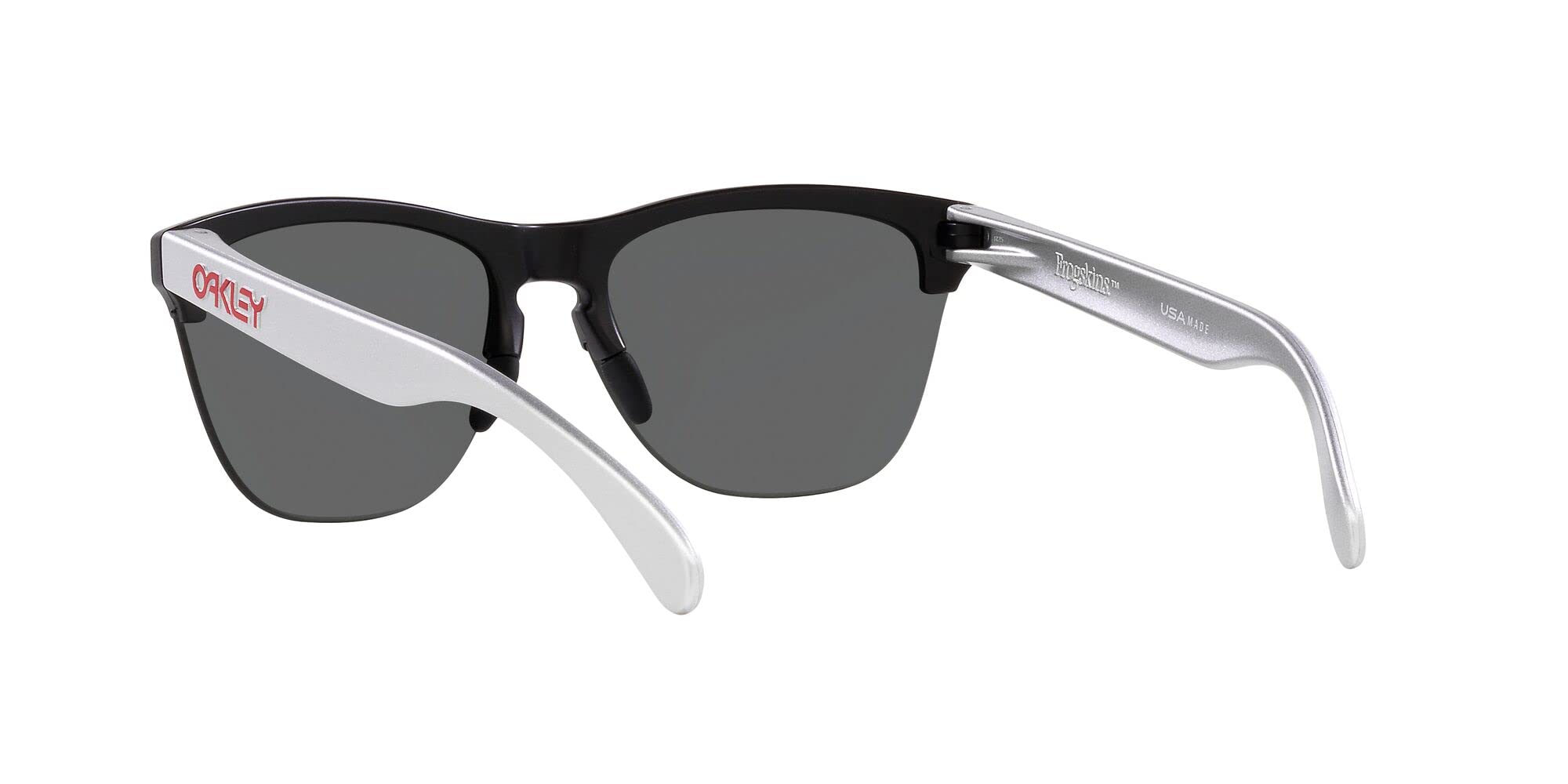 Oakley Men's OO9374 Frogskins Lite Square Sunglasses, Polished Black on Grey Print/Prizm Black, 63 mm