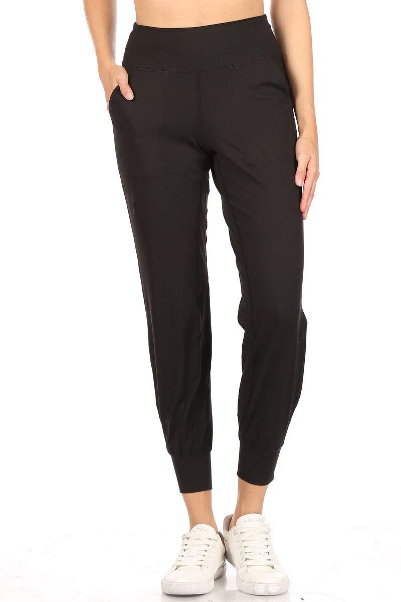 Leggings Depot ActiveFlex Jogger Yoga Pants with Pockets (Full Length, Black, Large)