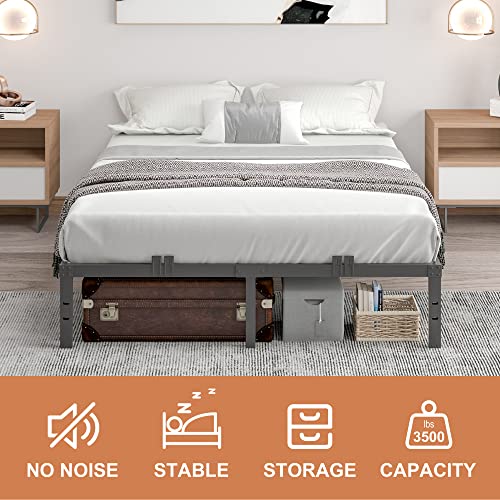 Umyder Full Size Bed Frame with Steel Slats Support,Sturdy and Durable No Box Spring Needed 14 Inch High Platform Metal Bedframes Black Heavy Duty 3500lbs,Noise Free,Easy Assembly