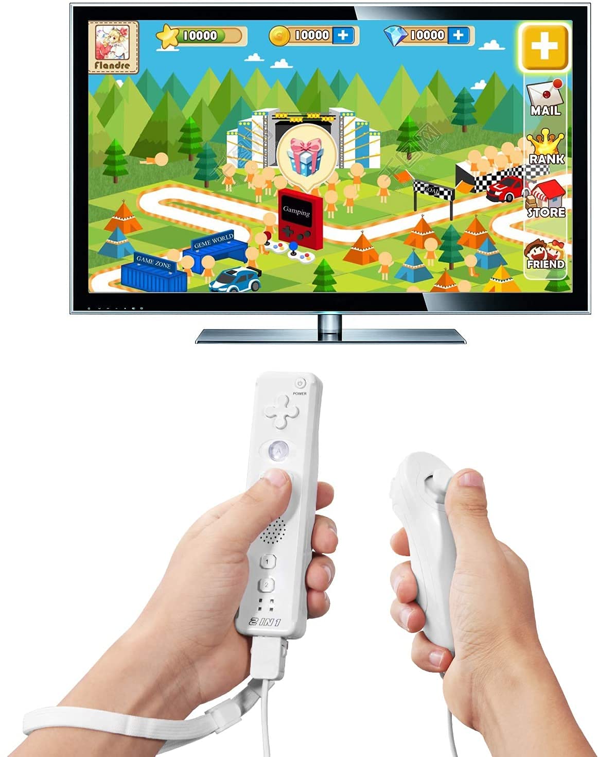 MODESLAB 4 Pack Wii Nunchuck Controller, Nunchuk Controllers Replacement Remote Joystick Gamepad Controller Compatible with Wii Wii U Console(White)