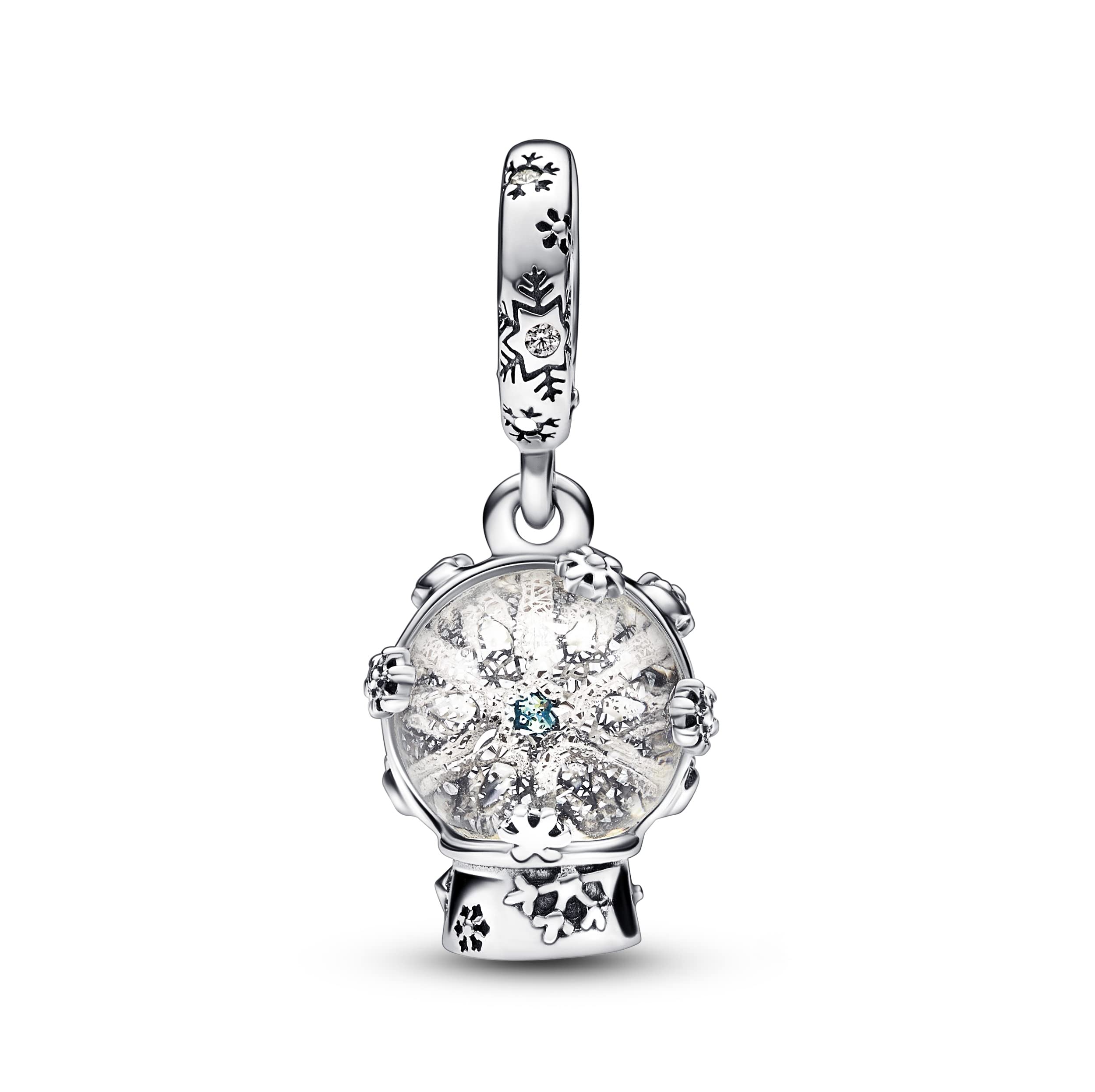 Pandora Snowflake Snow Globe Dangle Charm - Compatible Moments Bracelets - Jewelry for Women - Gift for Women in Your Life - Made with Sterling Silver & Cubic Zirconia, No Gift Box