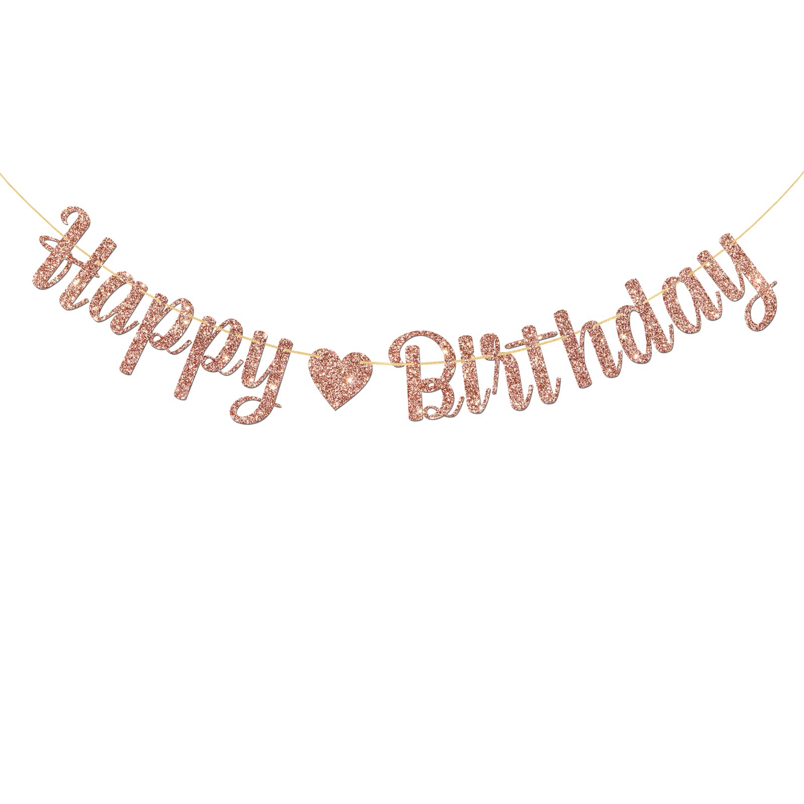 MonMon & Craft Happy Birthday Banner / Children Adults Boys Girls Birthday Party Decor / Birthday Party Decorations Rose Gold Glitter