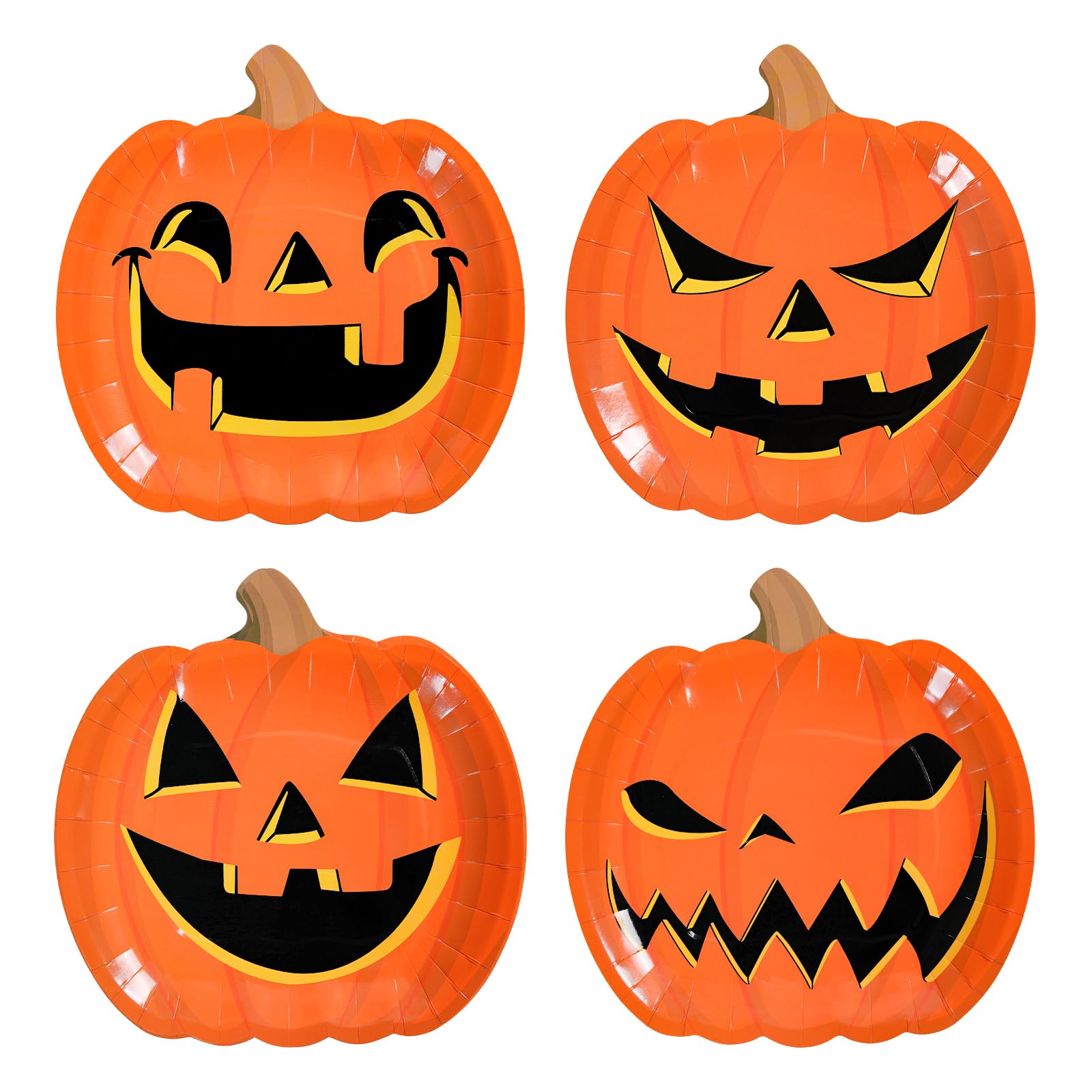 XIENBLOC 48Pcs Halloween Party Plates Halloween Party Supplies Paper Pumpkin Shape Dinner Plates Disposable Halloween Birthday Party Supplies for Kids