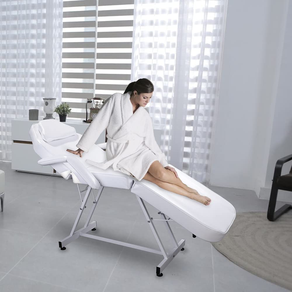 ZHYH 75" 190 x 84 x 78cm Adjustable Beauty Bed Beauty Salon SPA Massage Bed Tattoo Chair White