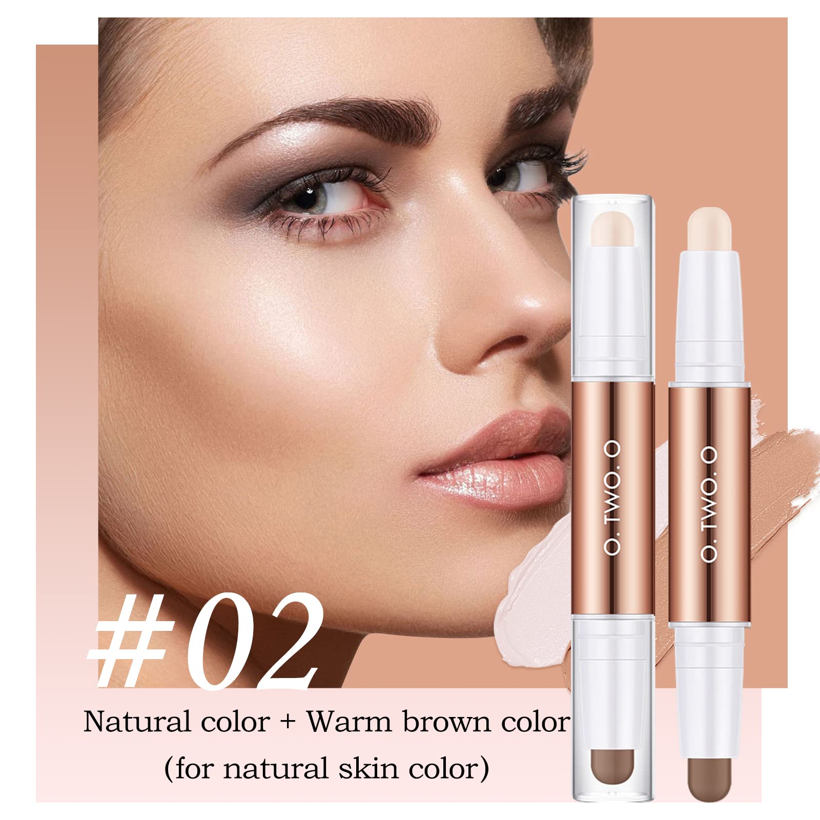 UIIOPJIOM 2 Color Dual Cream Contour Stick (02Natural + Warm brown)